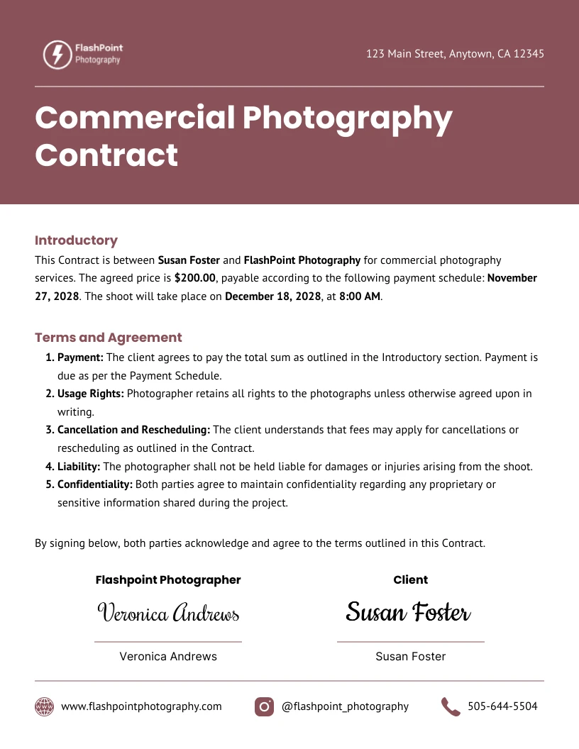 Commercial Photography Contract - Venngage