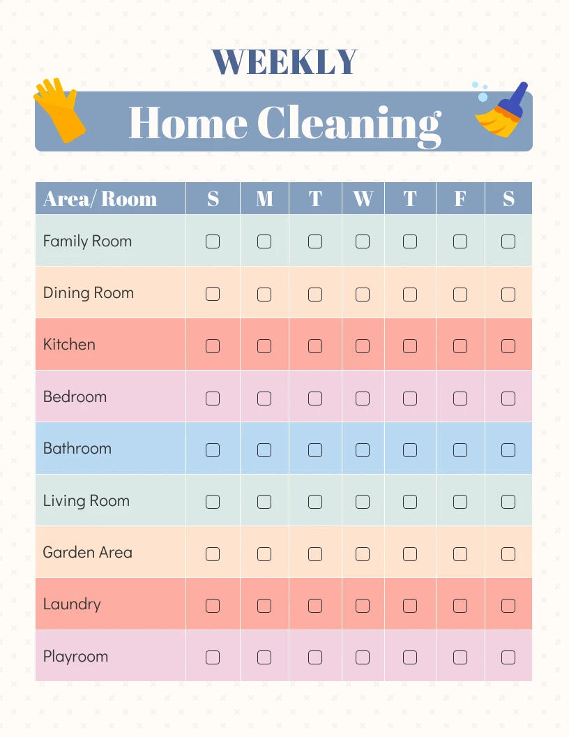 White Blue Weekly Home Cleaning Template - Venngage