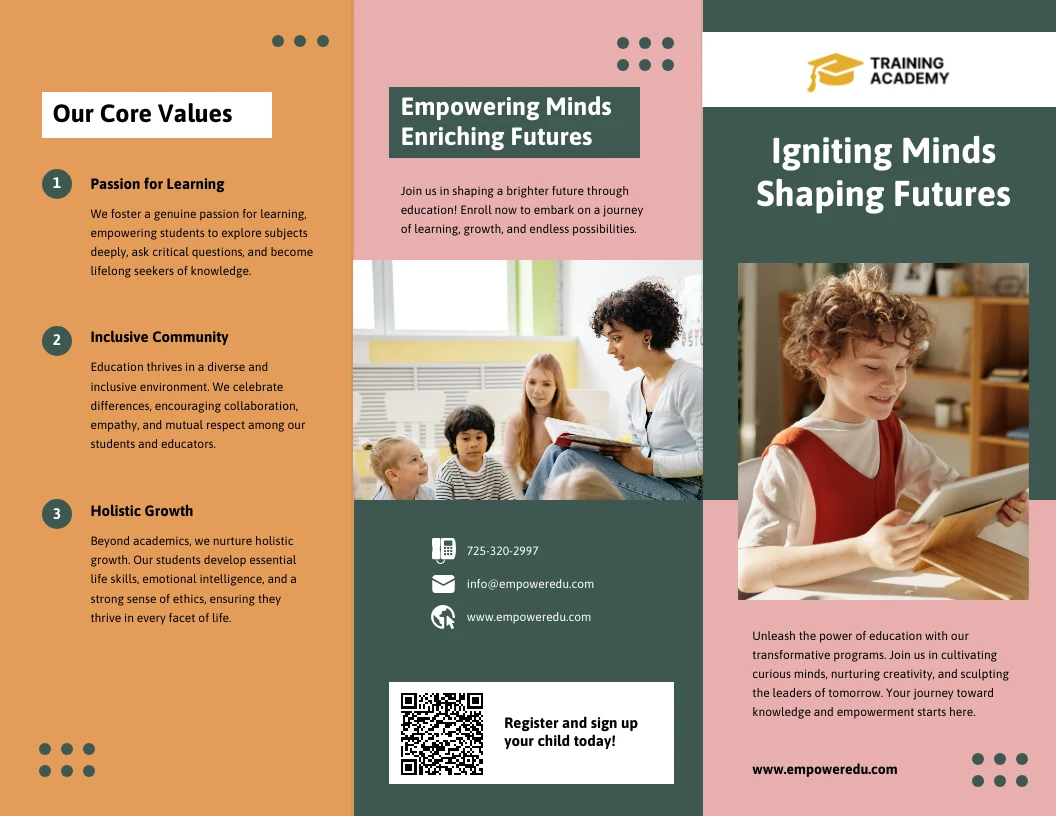 Education Trifold Brochure Template - Venngage