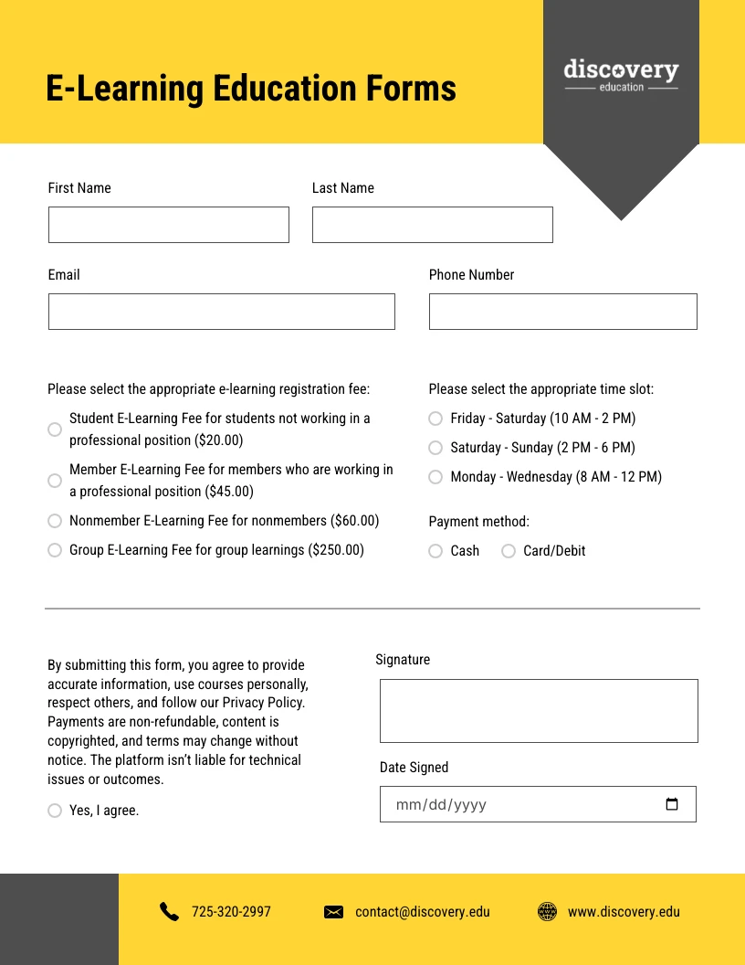 Black and Yellow Education Forms - Venngage