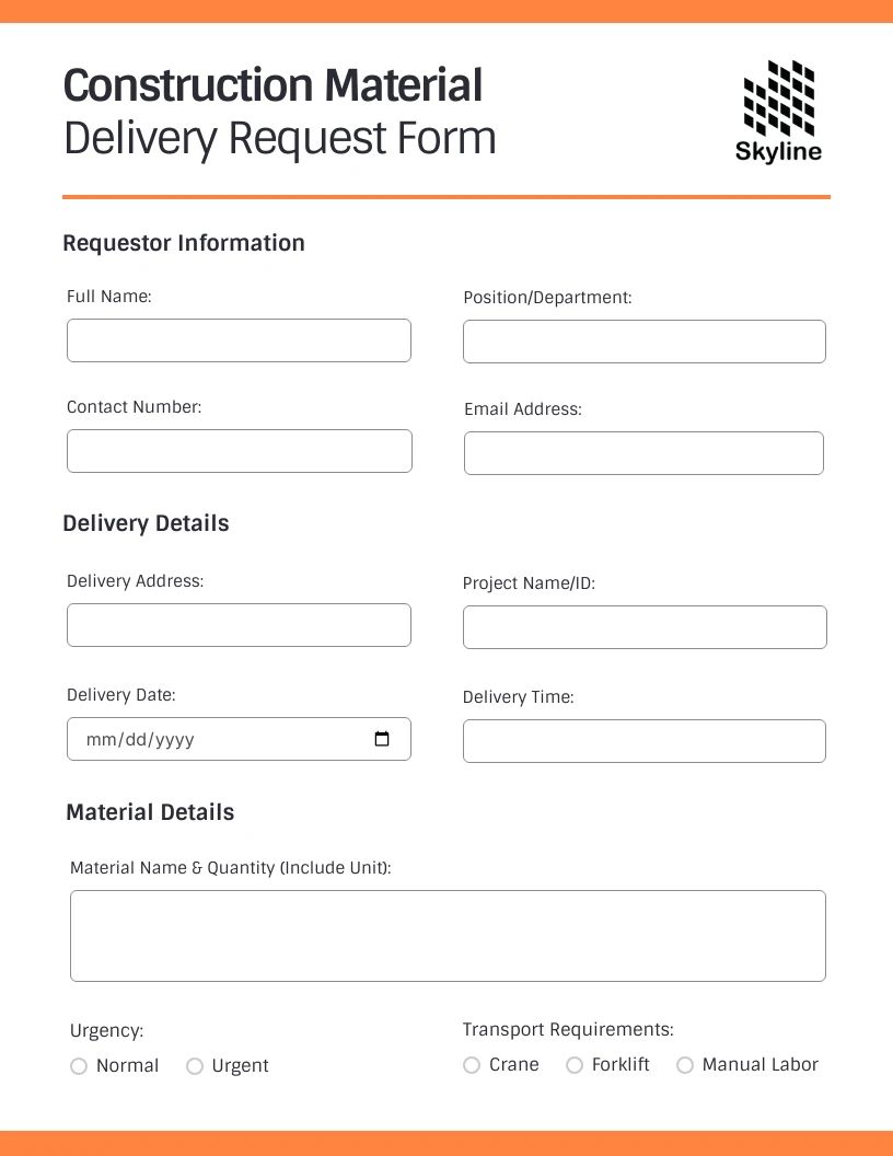 White Construction Form Template - Venngage