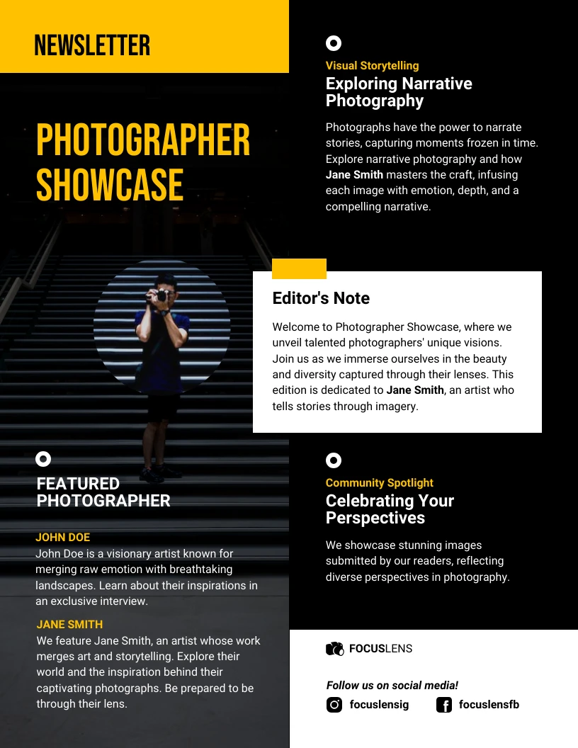 Photography Showcase Newsletter Template - Venngage