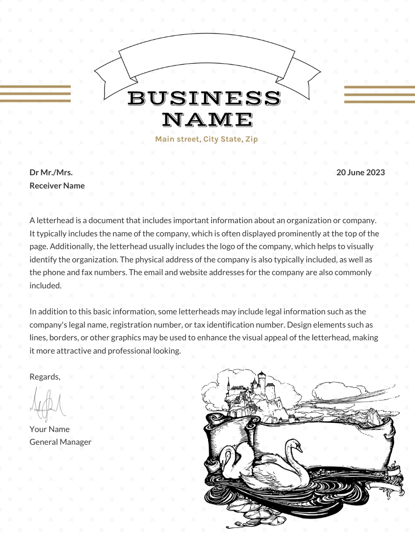 Black White And Brown Vintage Business Letterhead Template - Venngage