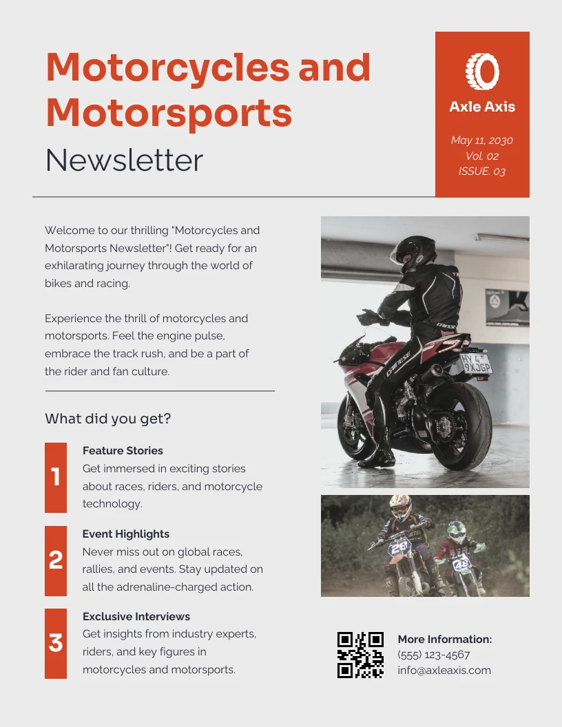 Motorcycles Motorsports Newsletter Template - Venngage