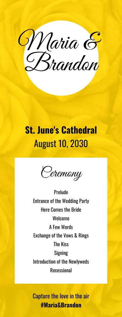 Yellow Wedding Programs