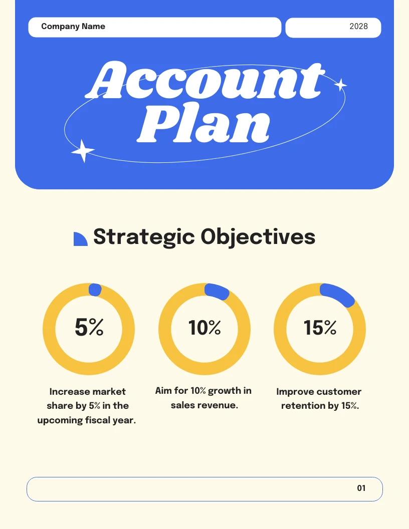 Fun Blue Yellow Account Plan Template - Venngage