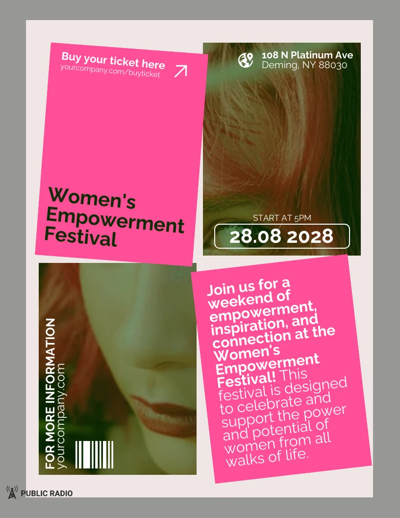 Pink College Festival Poster Template - Venngage