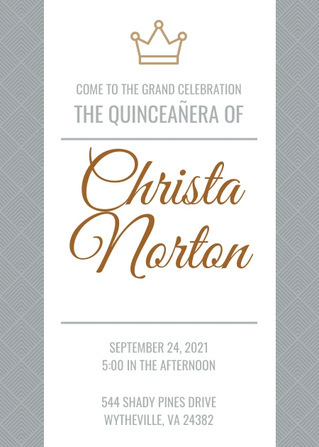 Crown Quinceanera Invitation - Venngage