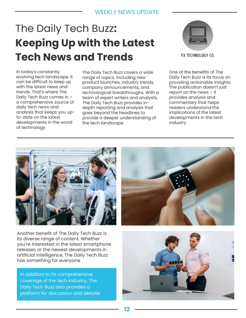 Minimalist Daily Tech Buzz Newsletter Template - Venngage