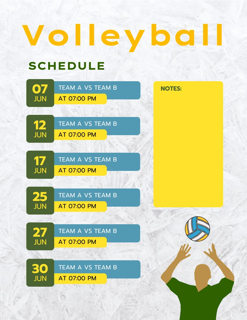 Light Grey Modern Texture Volleyball Schedule Template - Venngage