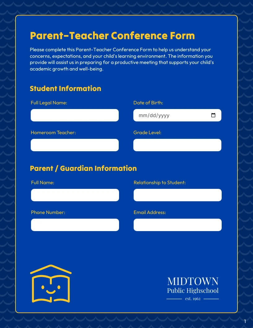Parent-Teacher Conference Form Template - Venngage
