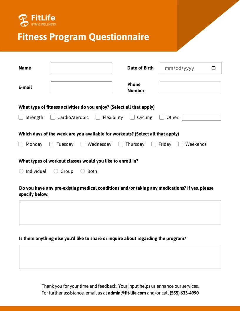 Questionnaire Format