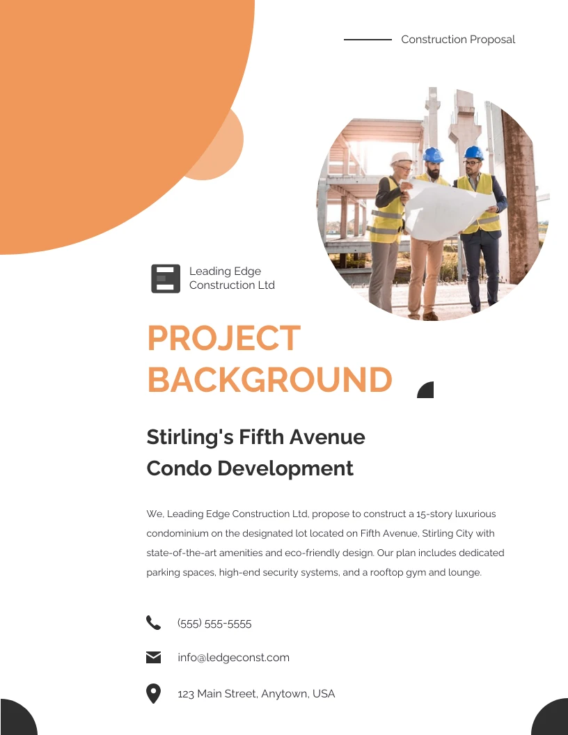 Orange & White Construction Proposal Template - Venngage