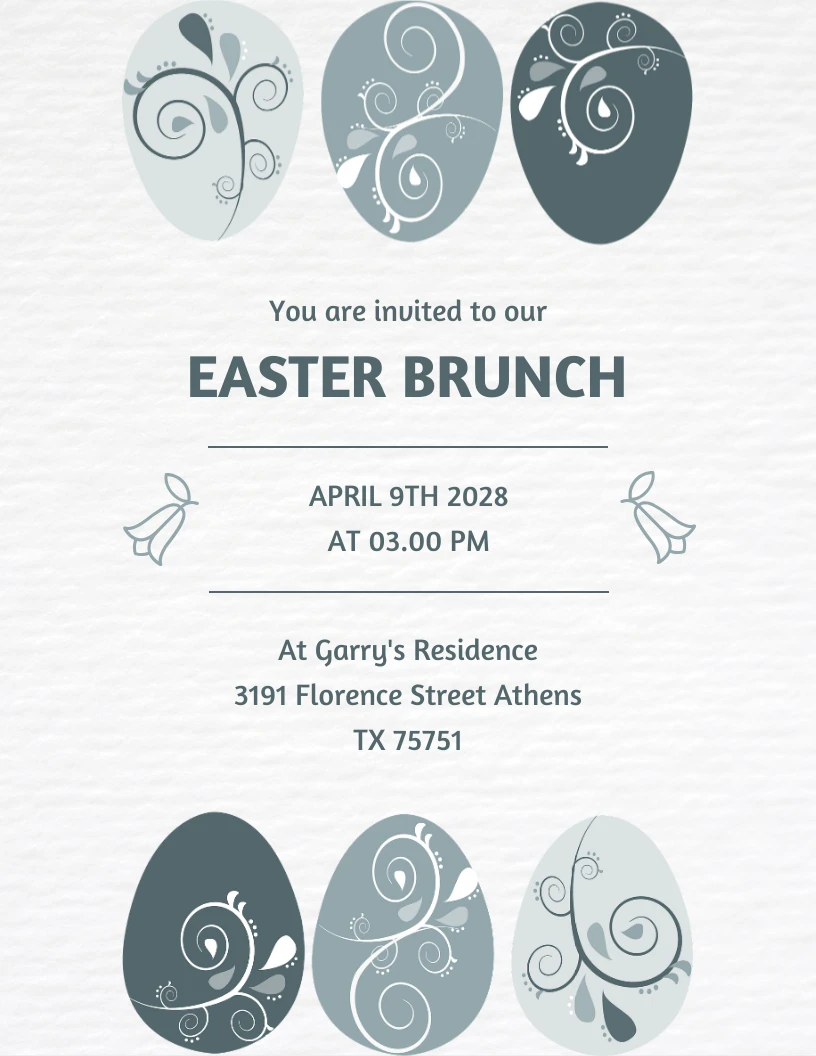 White Modern Vintage Texture Easter Brunch Invitation - Venngage