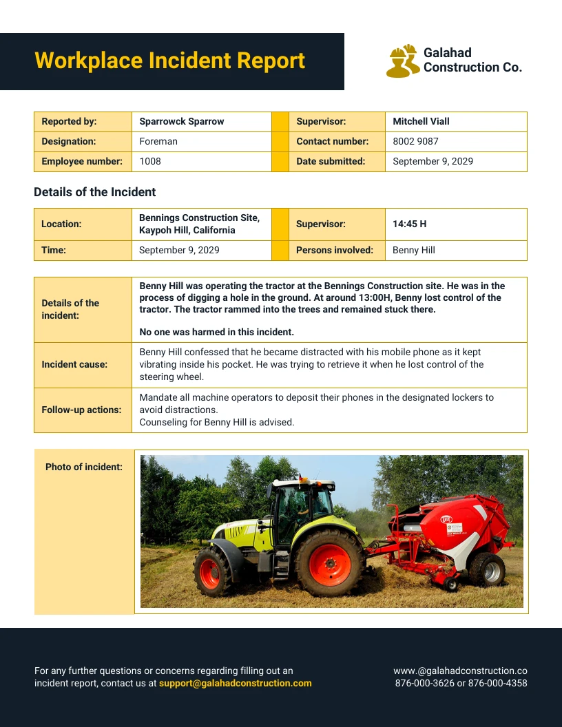Workplace Incident Report Template - Venngage