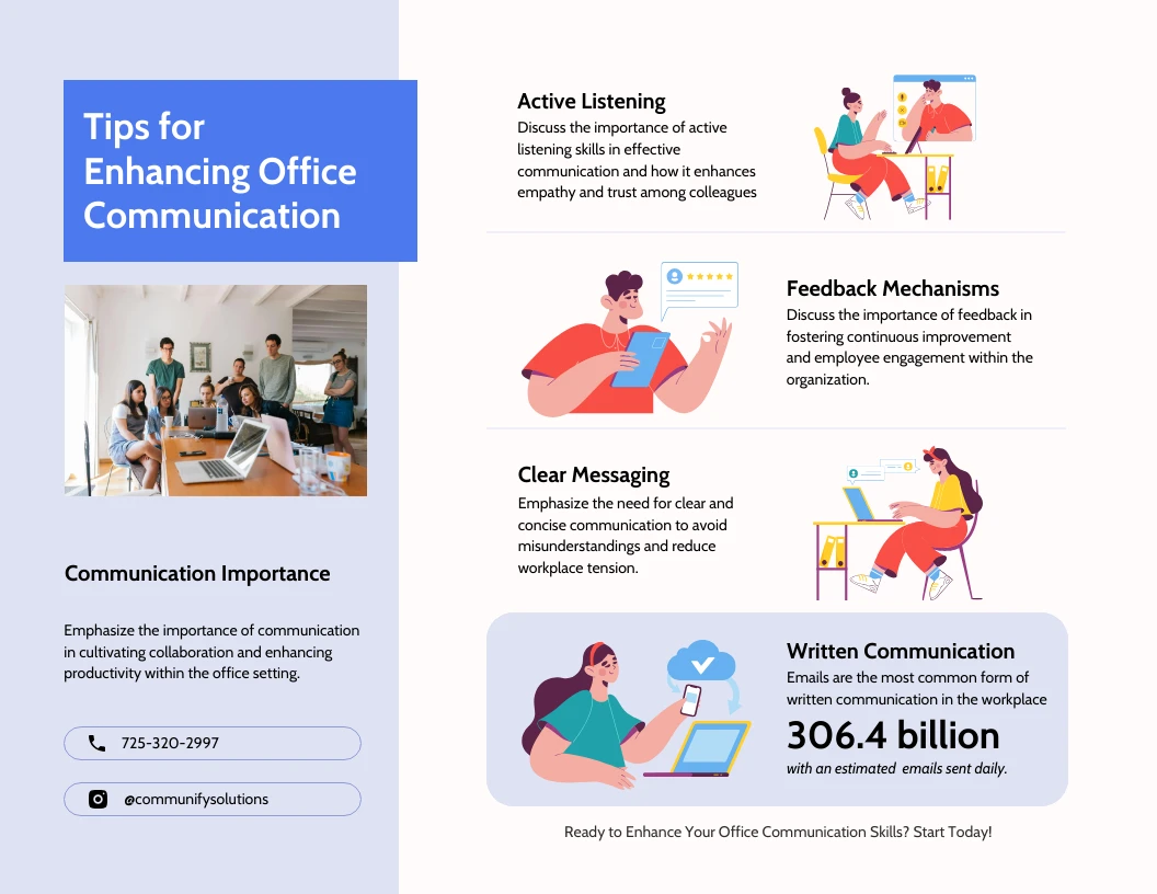 Tips for Enhancing Office Communication infographic - Venngage Tips for Enhancing Office Communication infographic - Venngage