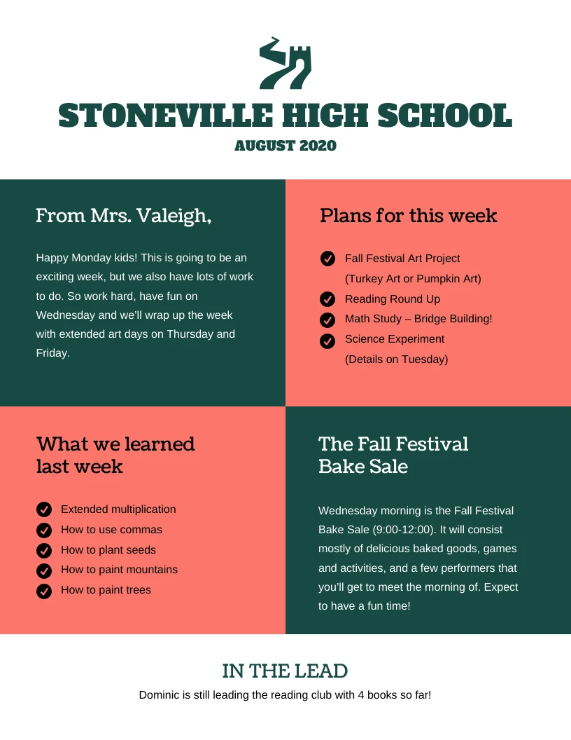 Grid High School Newsletter Template - Venngage