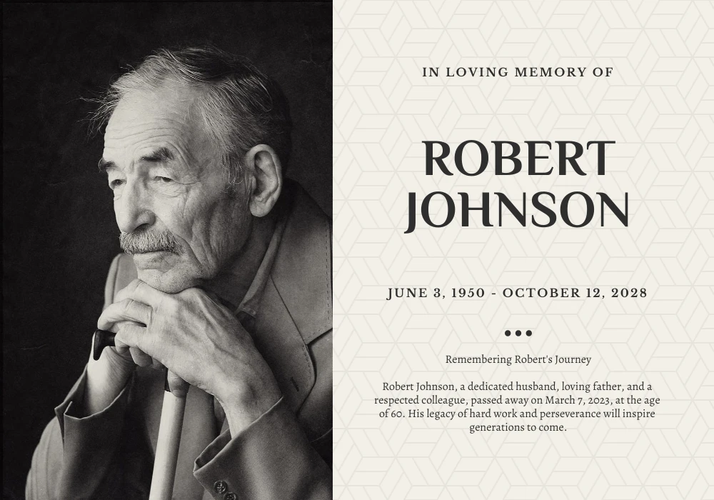 Beige Classic Obituary Cards - Venngage