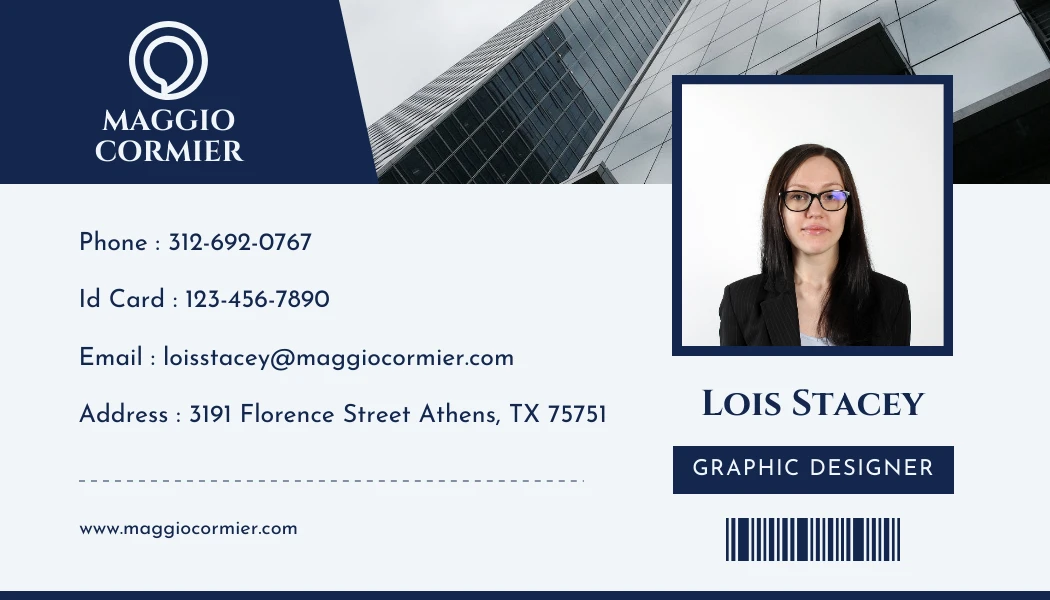 Light Grey And Navy Modern Graphic Designer Landscape ID Cards - Venngage