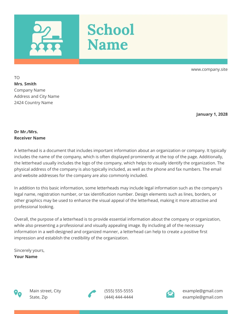 Pastel Color Minimalist School Letterhead Template - Venngage
