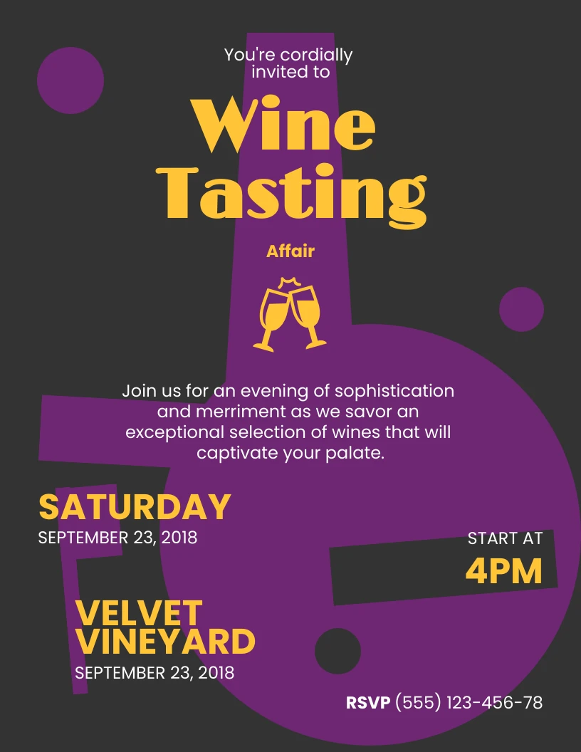 Dark Purple Wine Tasting Invitation - Venngage
