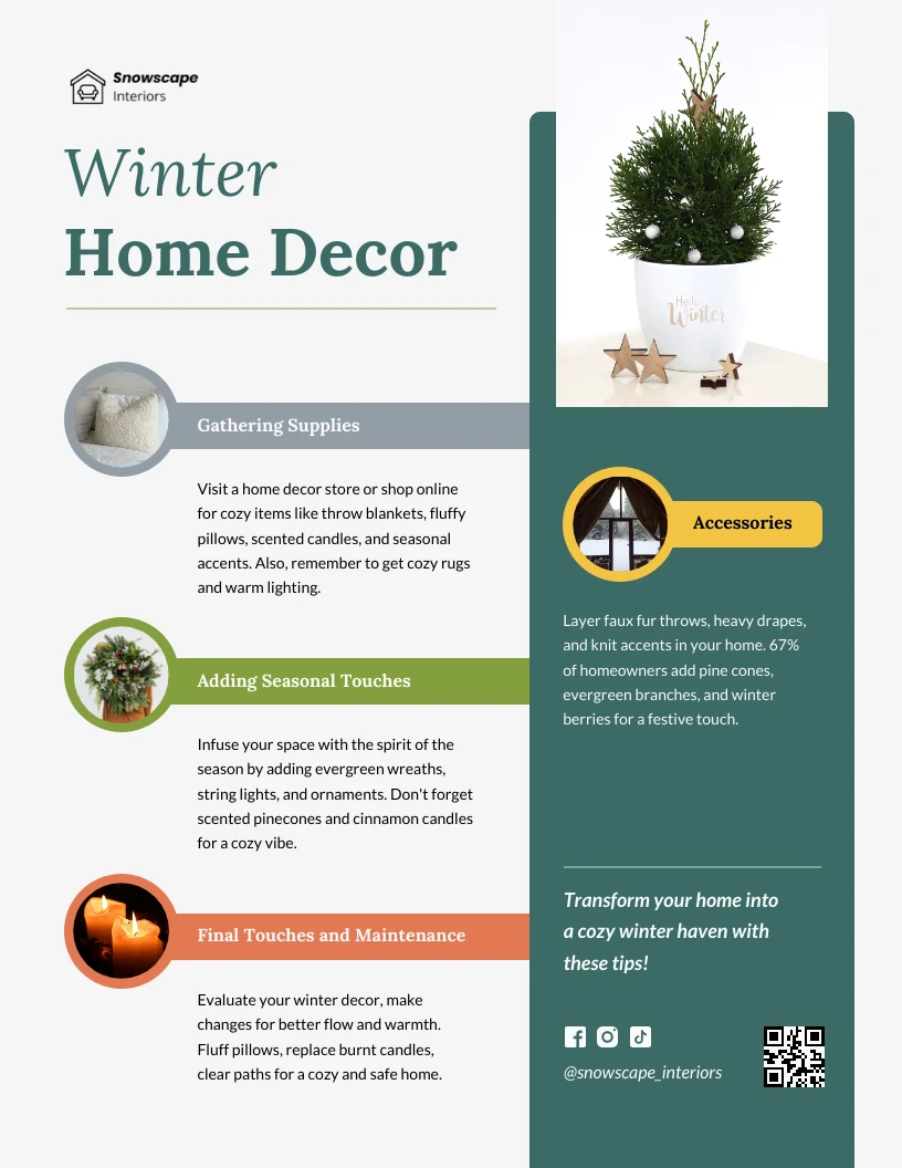 Winter Home Decor Infographic Template - Venngage
