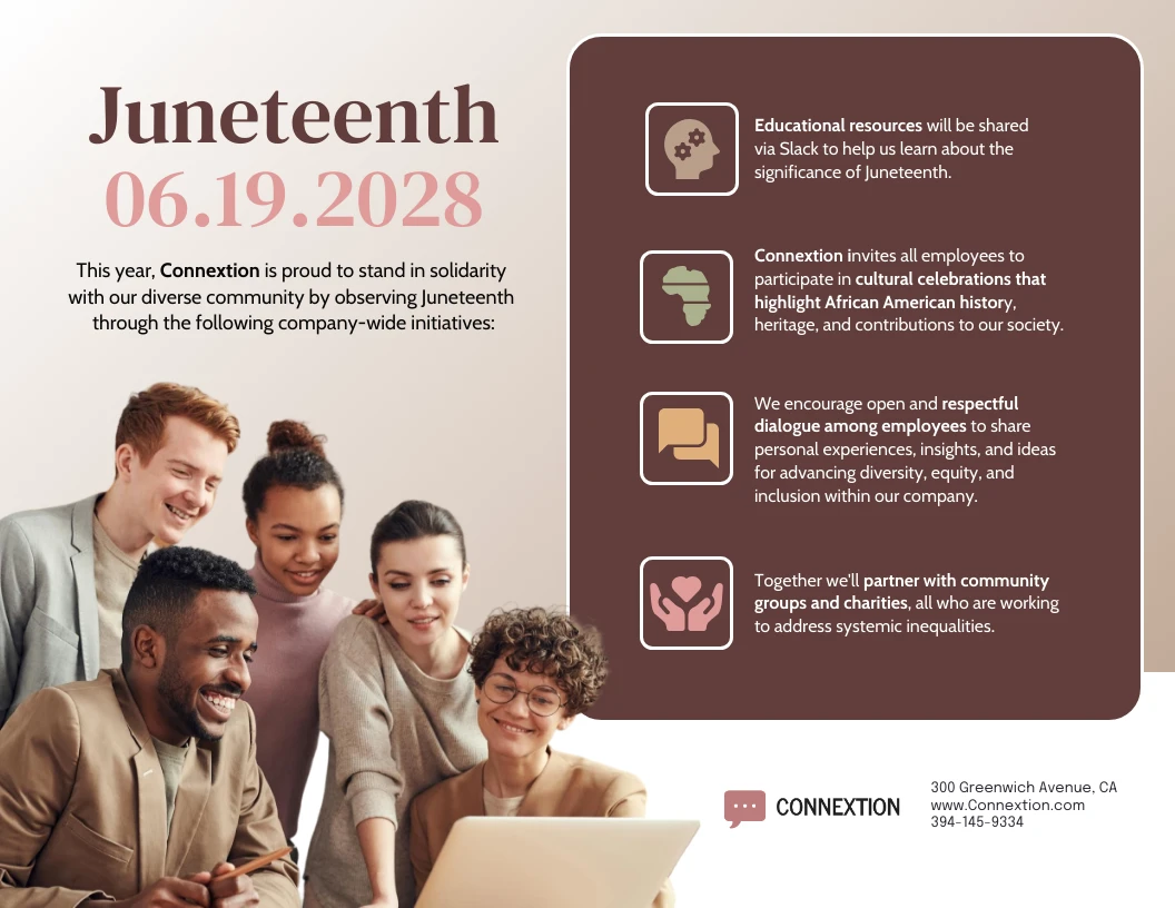Company-wide Initiatives for Juneteenth Holiday Poster - Venngage
