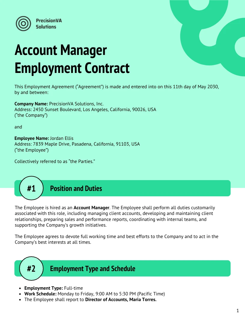 Account Manager Contract Template - Venngage