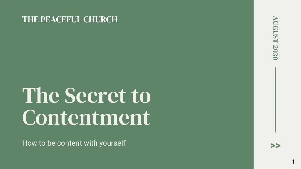 Contentment Church Presentation Template - Venngage