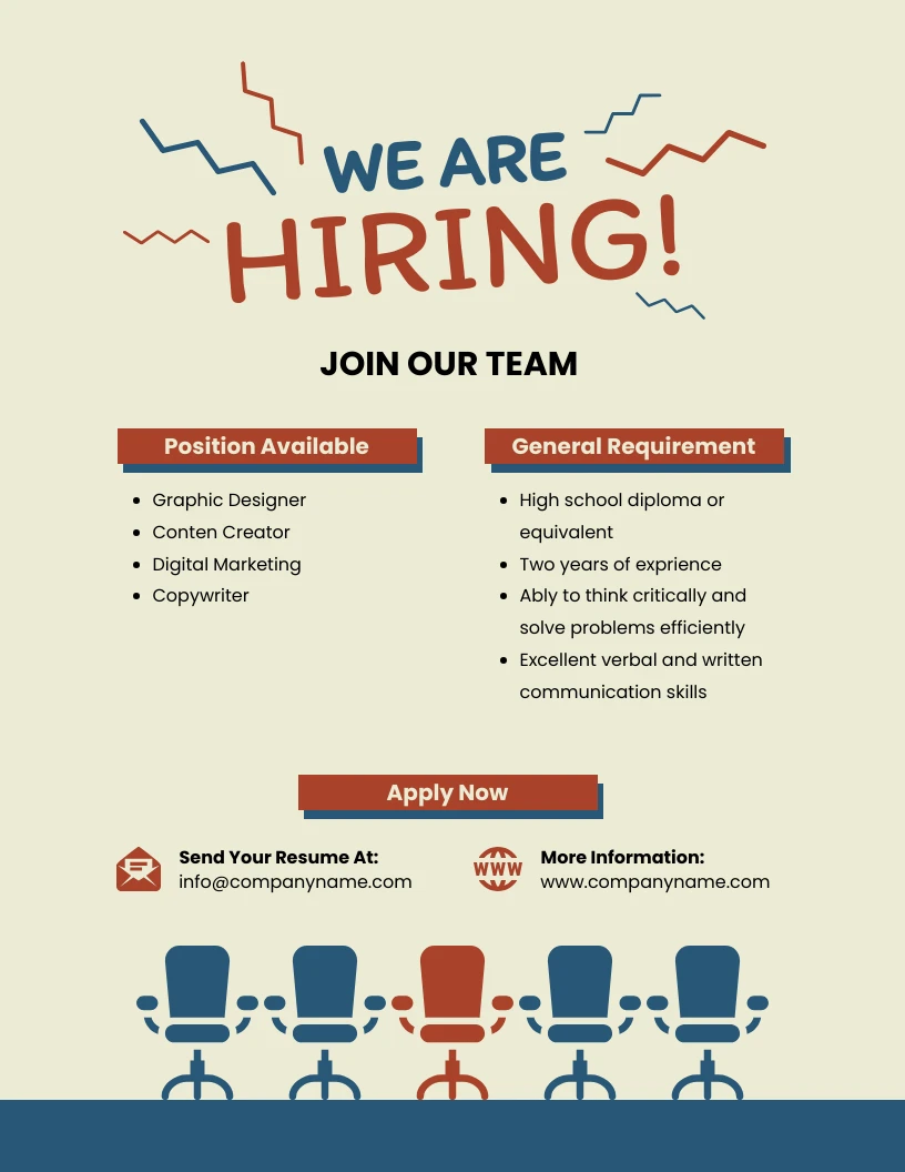 Red And Blue Simple Recruitment Poster - Venngage