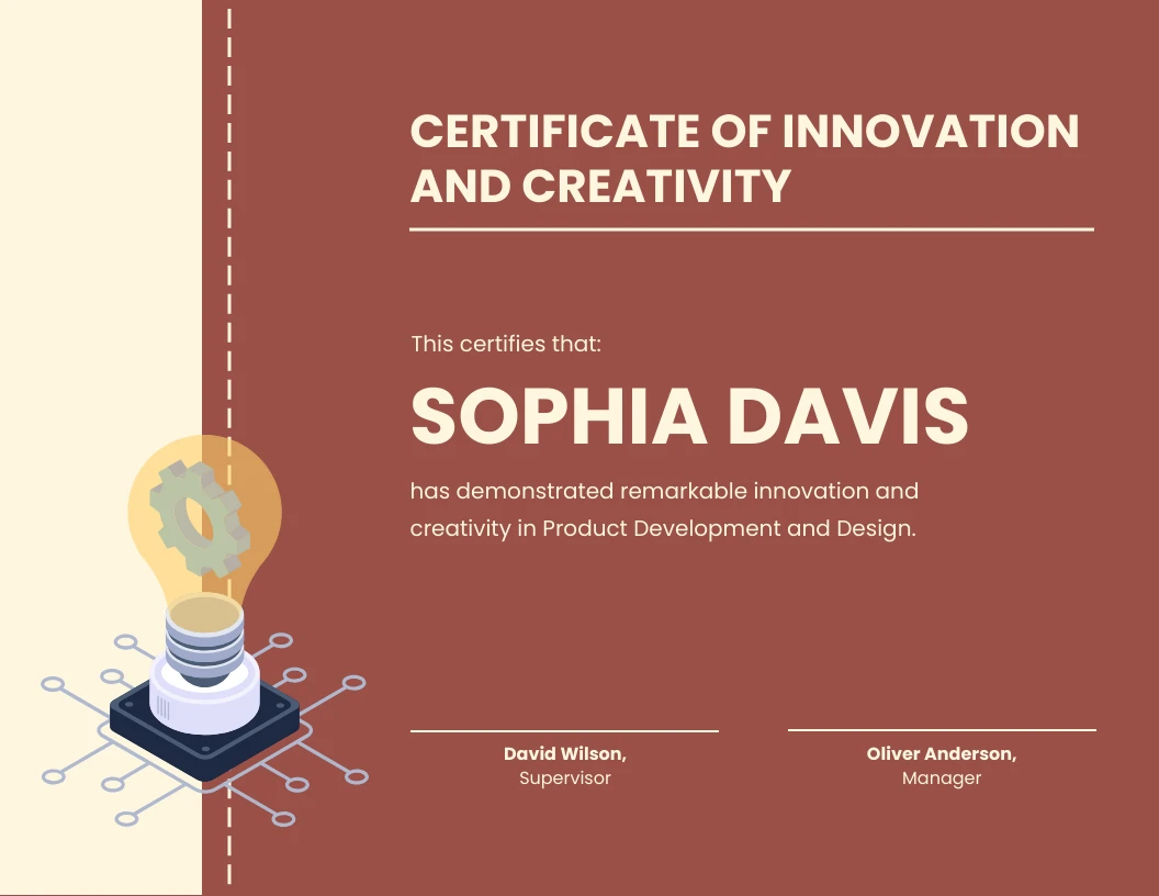 Visual Certificate of innovation and Creativity Template - Venngage