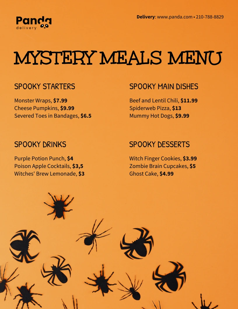 Black and Orange Spooky Halloween Menu - Venngage