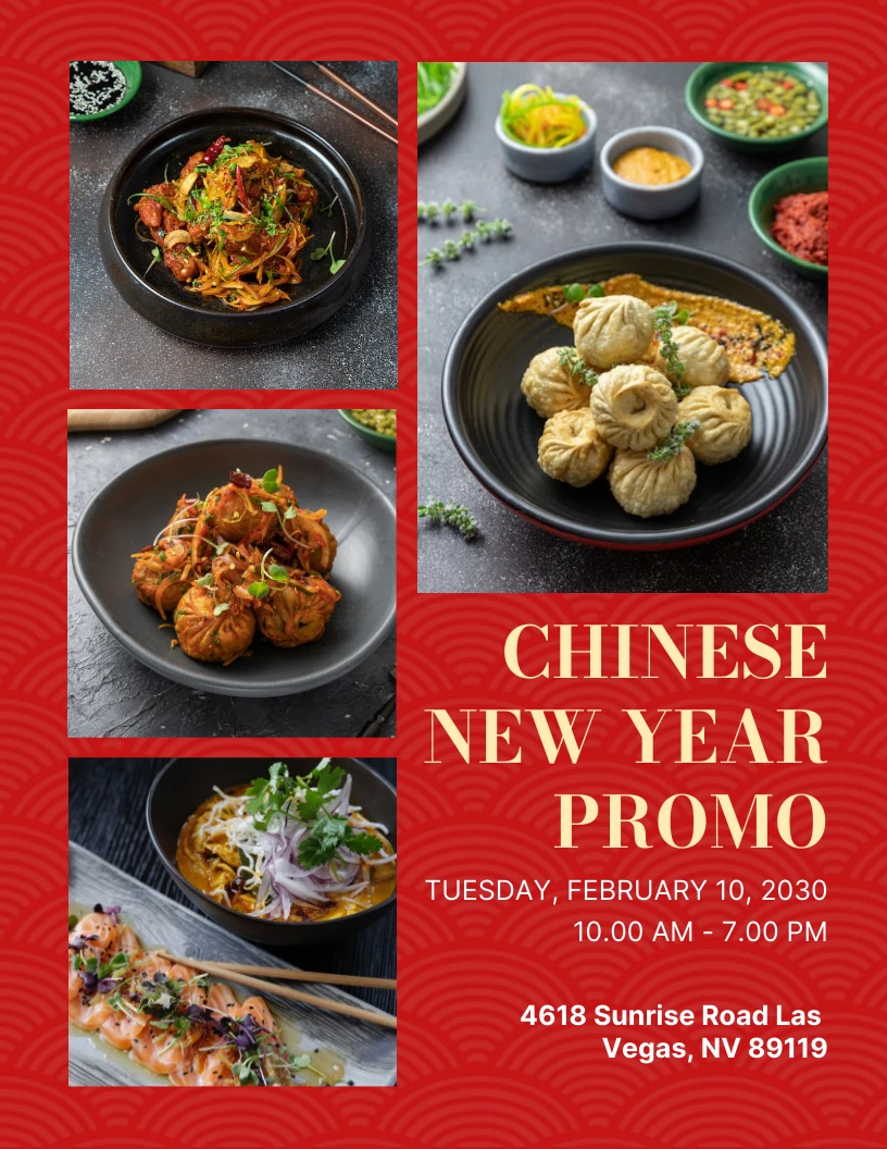 Red Modern Texture Chinese New Year Promo Poster - Venngage
