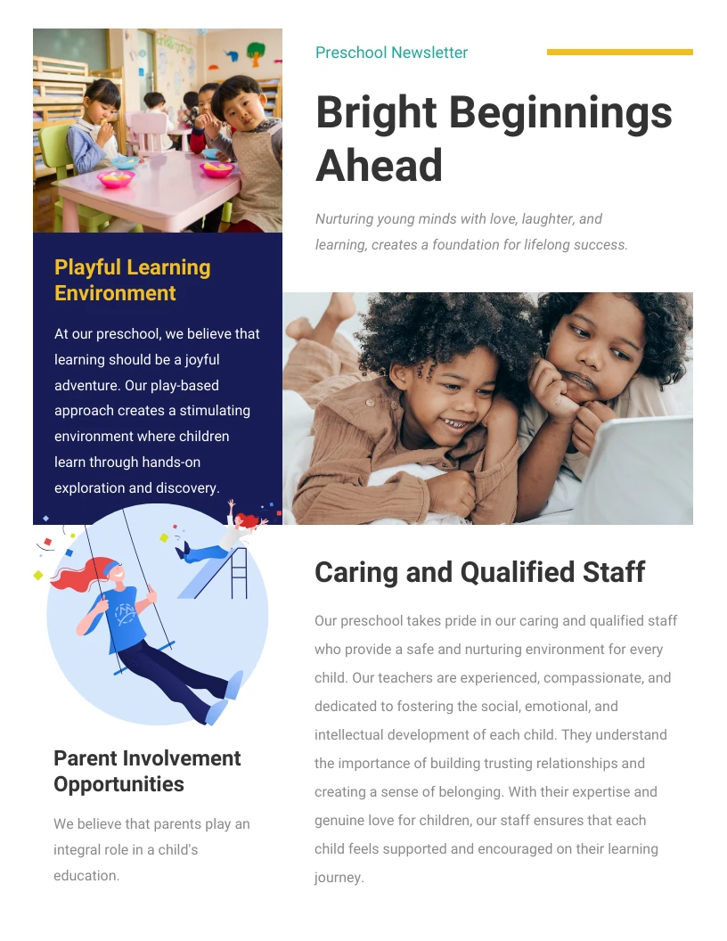 Minimalist Preschool Newsletter Template - Venngage