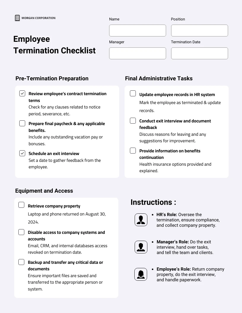 Employee Termination Checklist - Venngage