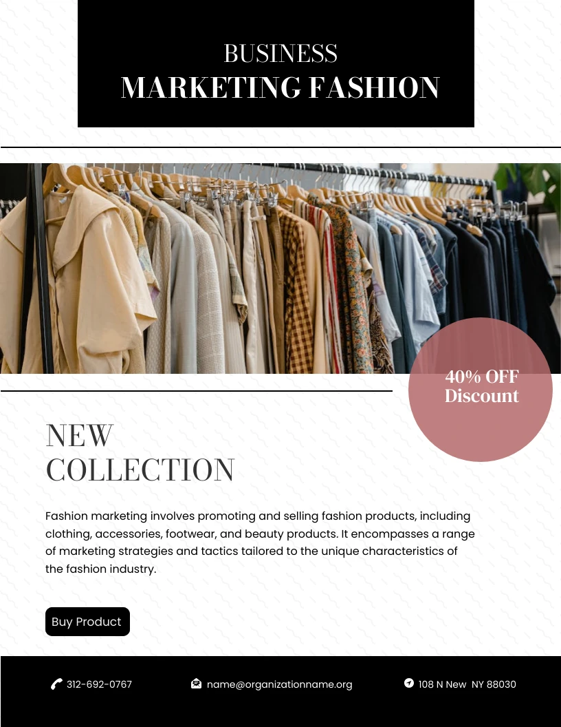 Black Fashion Marketing Business Template - Venngage