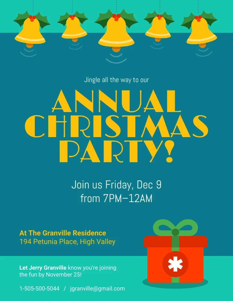 Jingle Bells Christmas Party Invitation - Venngage