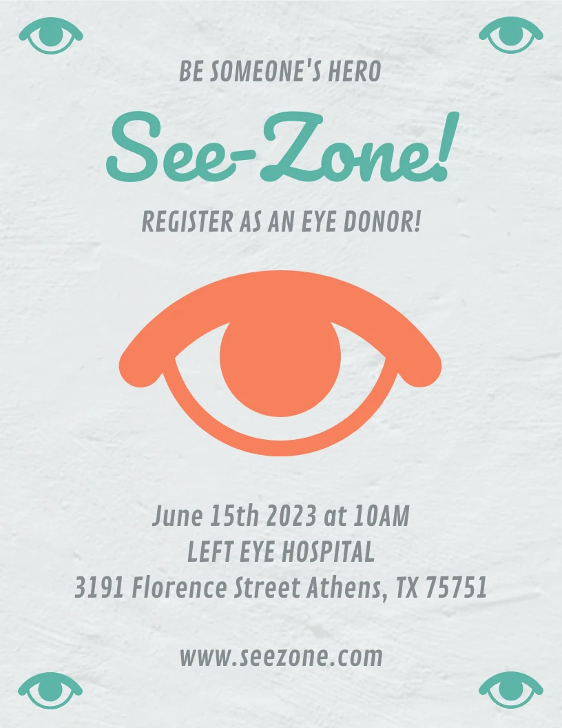 Texture Eye Donation Awareness Poster Flyer Template - Venngage