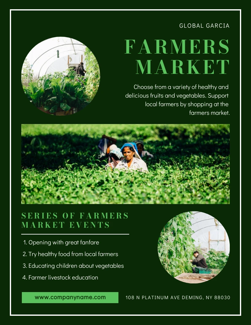 Dark Green Minimalist Farmers Market Poster - Venngage
