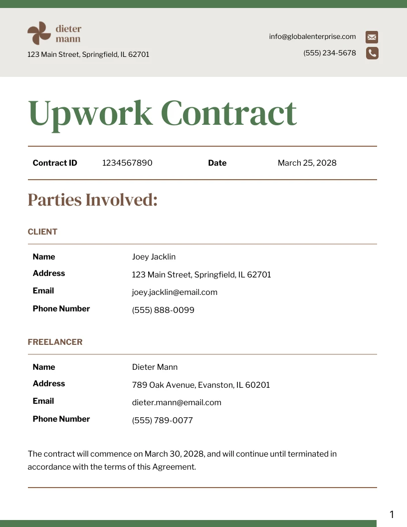 Plantilla de contrato de Upwork - Venngage