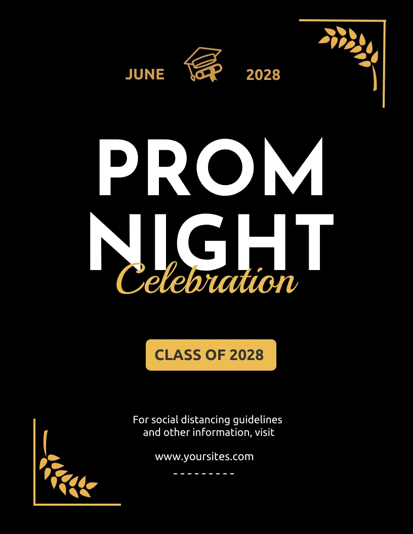 Black Golden Simple Prom Night Poster - Venngage