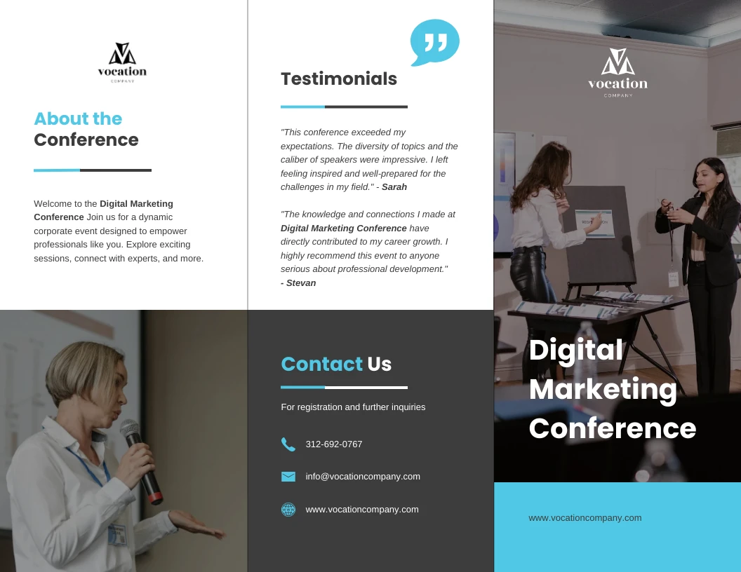 Corporate Business Conference Tri-fold Brochure Template - Venngage