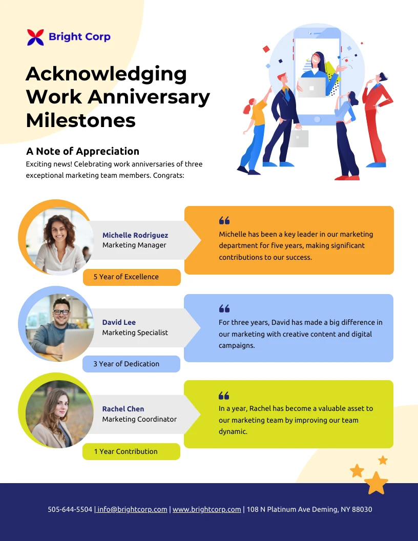 Work Anniversary Milestones Email Newsletter Template - Venngage
