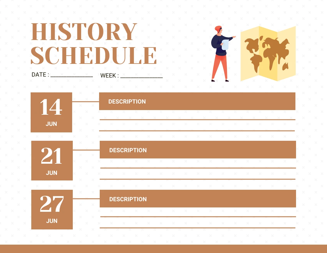 White And Brown Minimalist History Schedule Template - Venngage