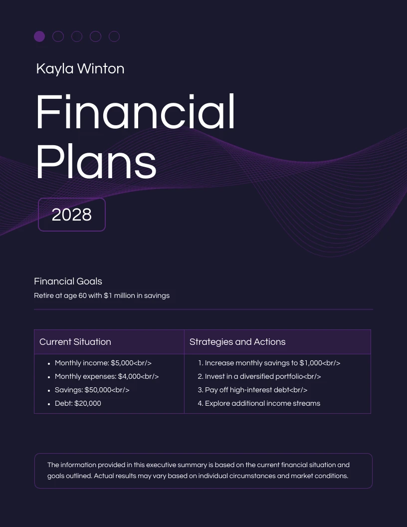 Dark Purple Financial Plan Template - Venngage