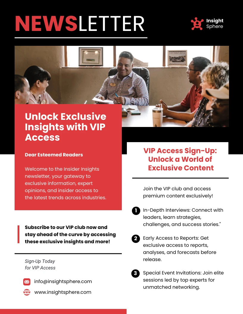 Vip Access Newsletter Sign Up Template Venngage