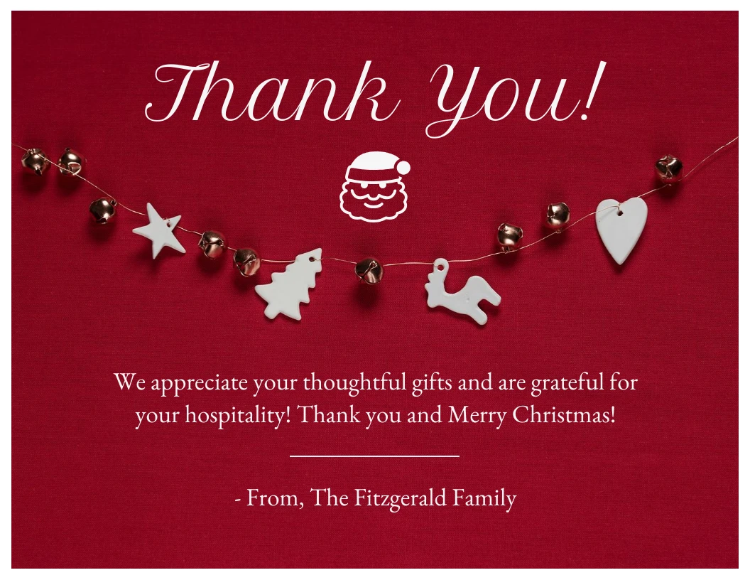 Red Christmas Thank You Card - Venngage