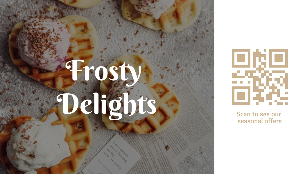 White And Light Brown Modern Food QR Code Business Card - Venngage