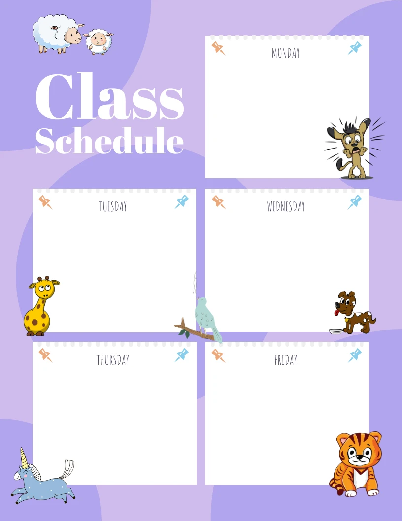 Purple Class Schedule Flyer Plantilla - Venngage