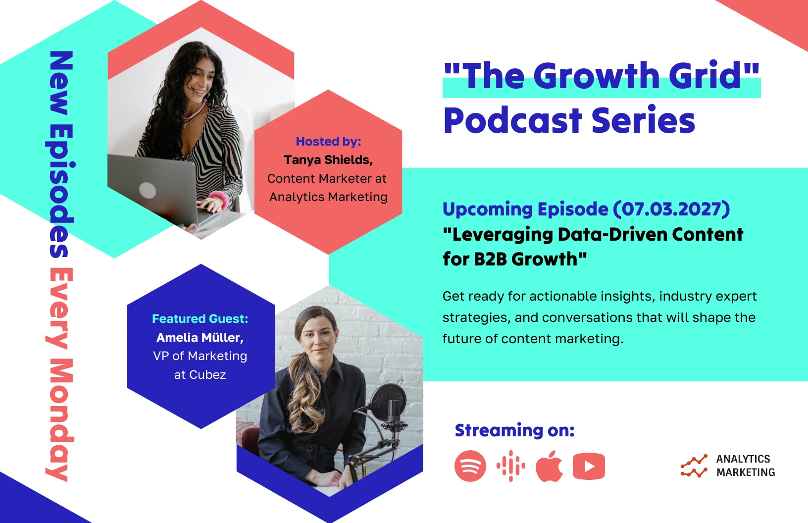 Content Marketing Podcast Advertising Poster Template - Venngage